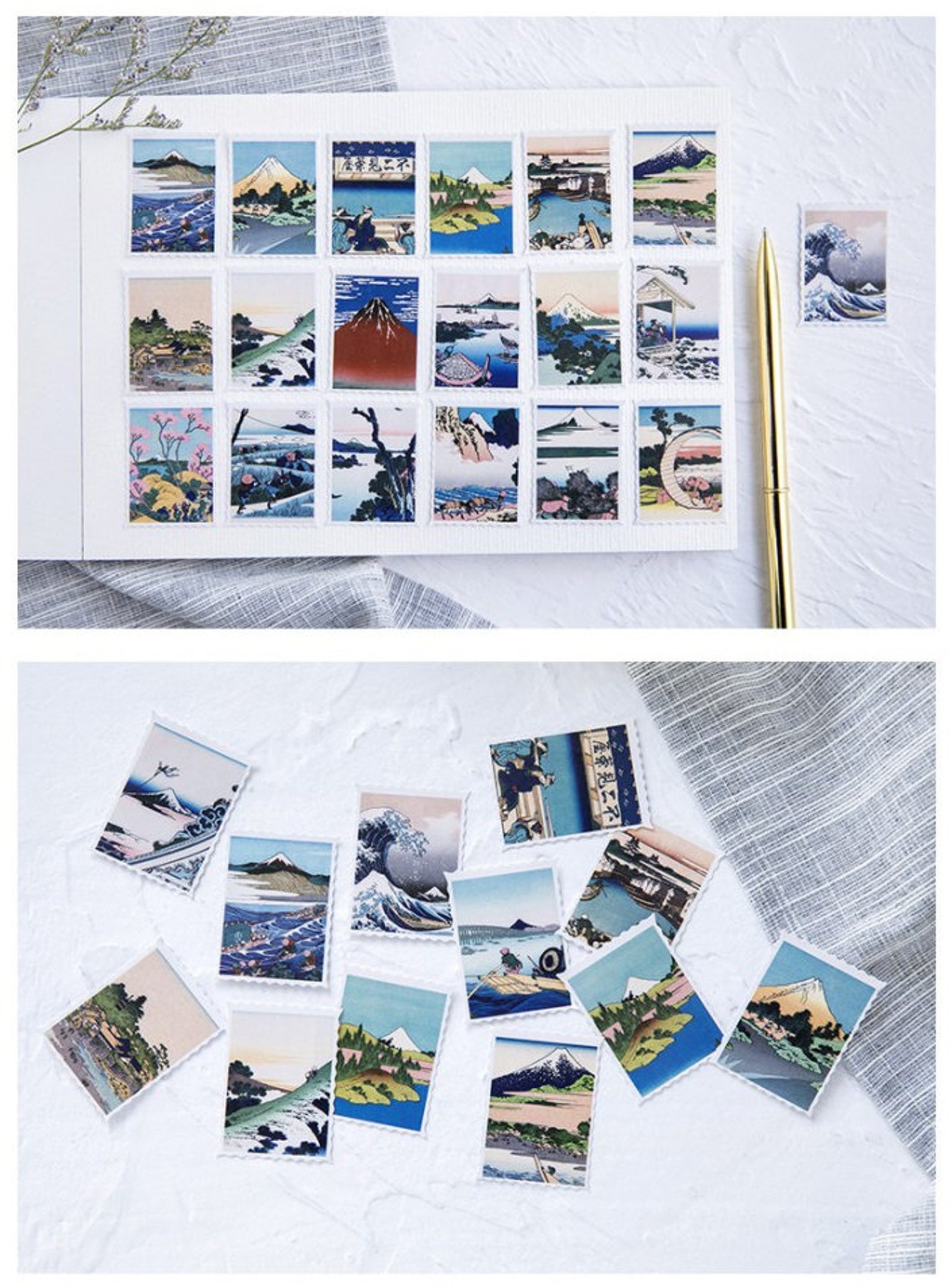 45 Ancient Japan Scenery Sticker Japanese Ink Wash Painting - Etsy