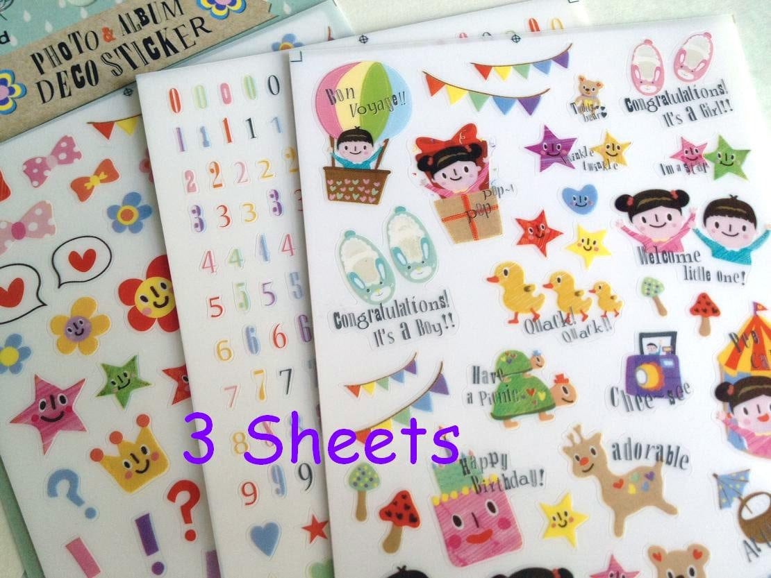 3 Sheets Happy Kids Sticker Kids Party Children Birthday - Etsy