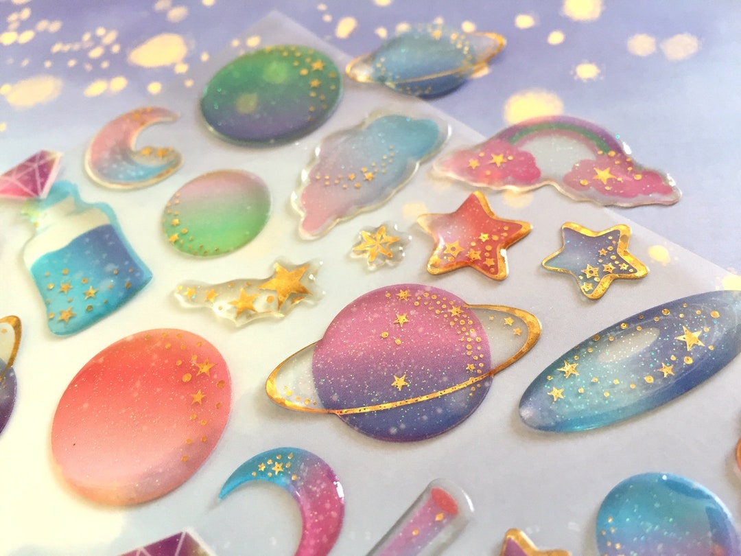 Fantasy Planet Sticker Outer Space Galaxy Colorful Universe Shooting ...
