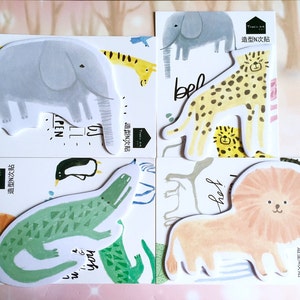 20 Animal Sticky Note Leopard Lion Elephant Alligator Cute Message Note ...