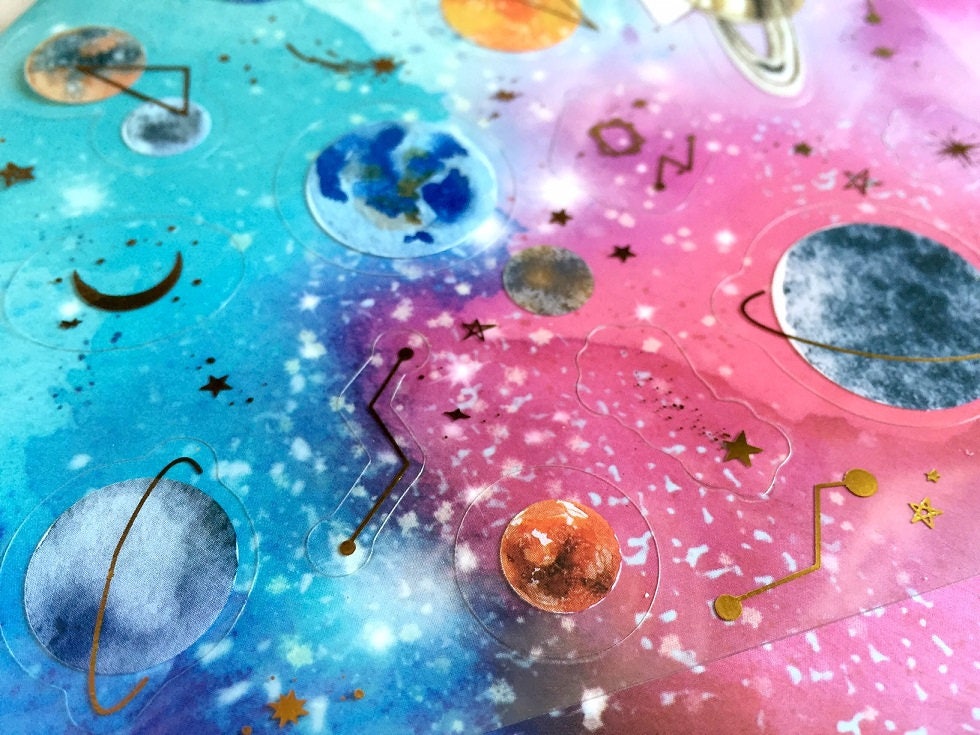 Solar System Planets Outer Space Theme Sticker Moon Earth - Etsy