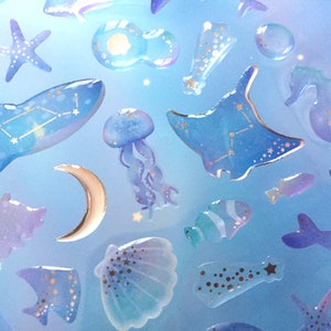 Fancy Sea World Sticker Underwater Animal Decor Blue Whale Dolphin Ray ...