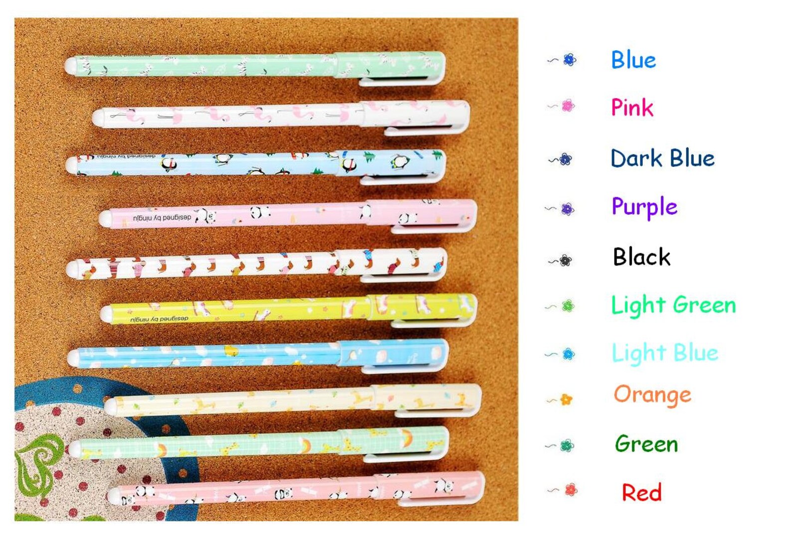 10 Pens Cute Pen Set With Box Kawaii Animal Panda Sea Sel Unicorn Gel ...
