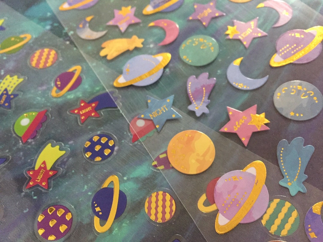 Spaceship Outer Space Sticker Mini Planets Shooting Star - Etsy