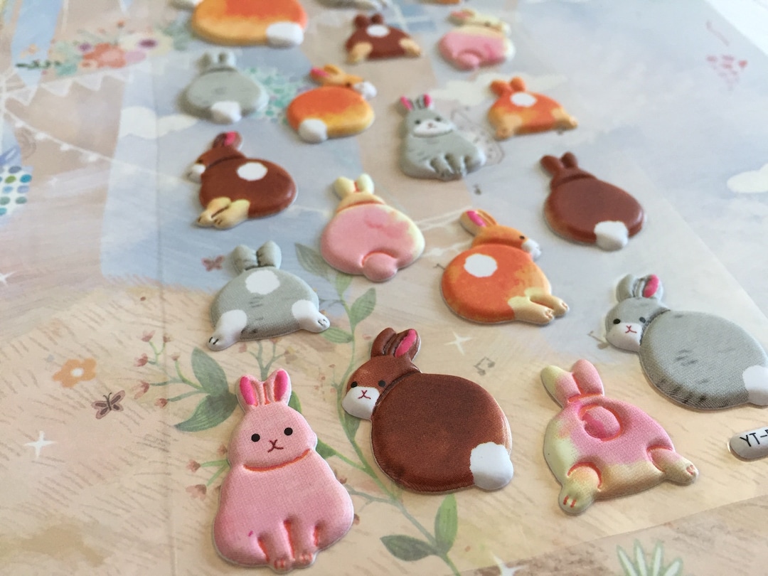 Super Cute Fat Rabbit Sticker Rabbit Back Side Bunny Bottom Adorable ...