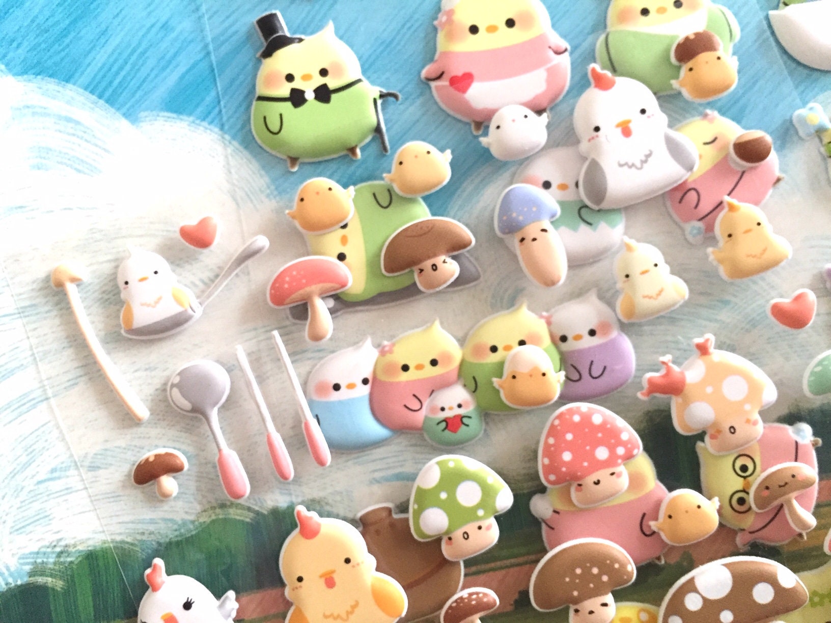 Cartoon Chicken Birds Sticker Mini Mushroom Baby Chick Mini Egg Fat ...