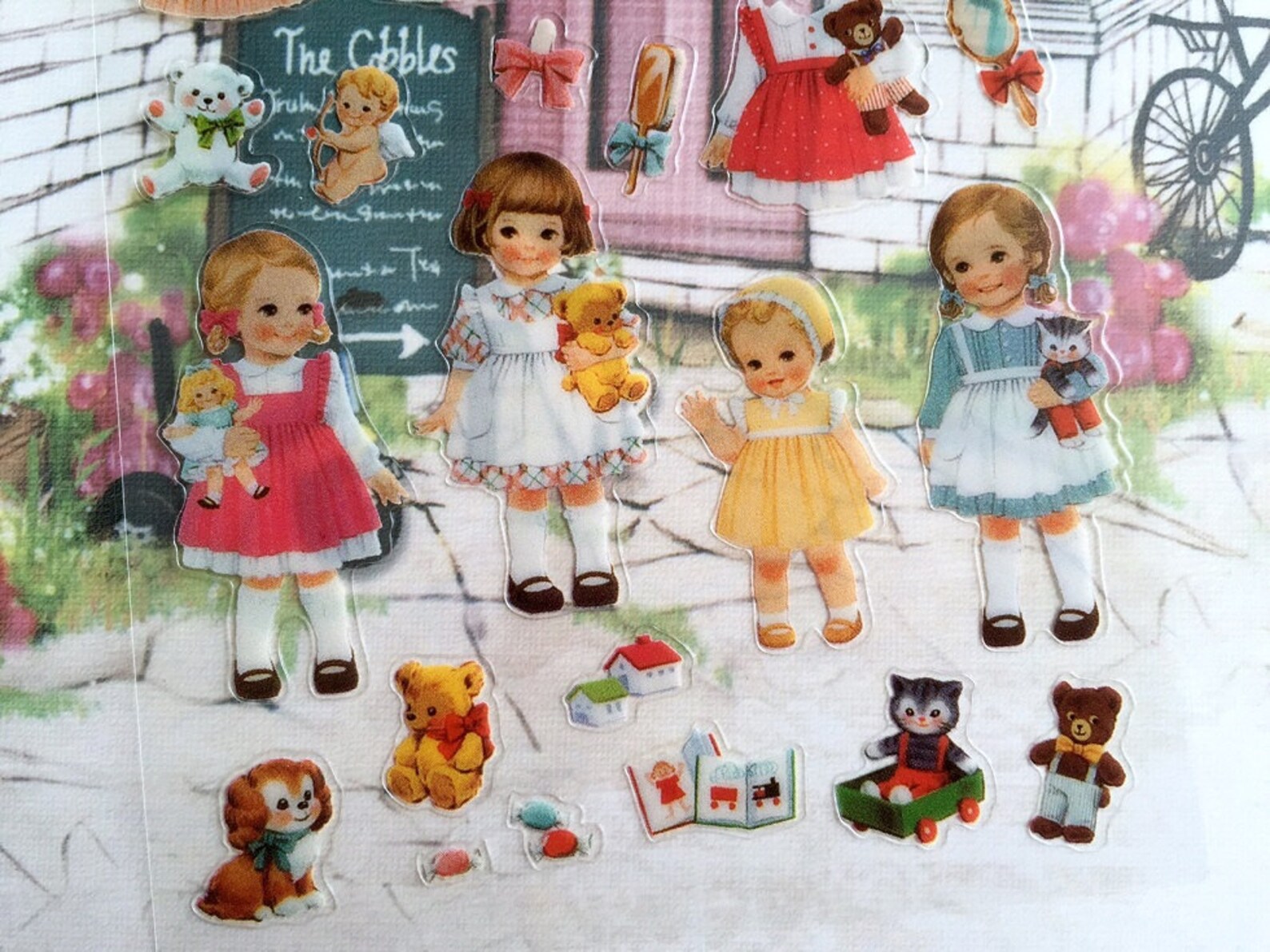 Adorable Toddler Girl Sticker Lovely Little Girl Retro Toy | Etsy