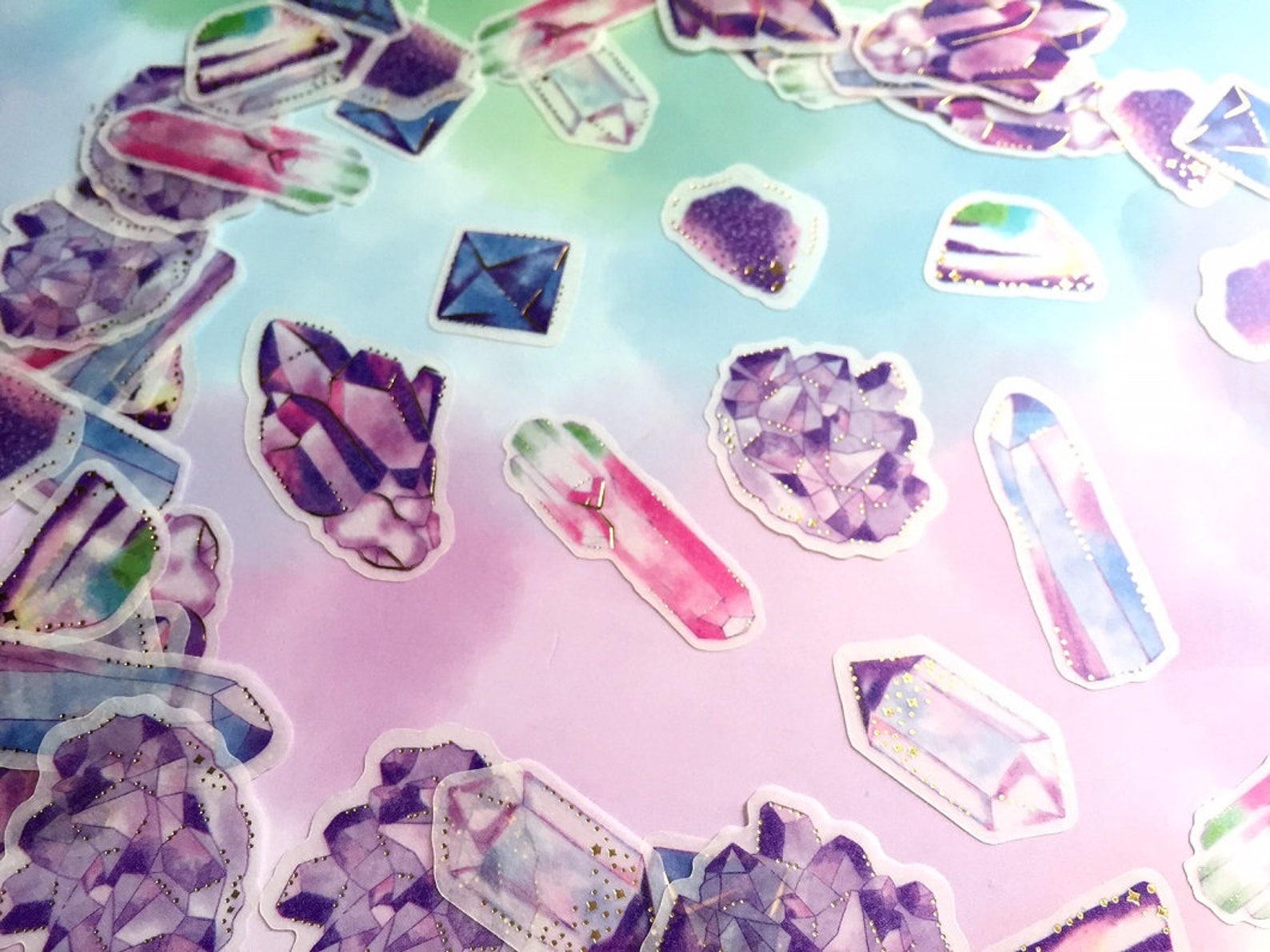 48 Raw Crystal Sticker Colorful Stone Raw Gemstone Flake - Etsy