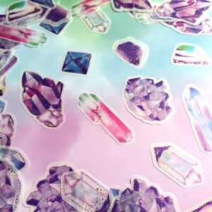 48 Raw Crystal Sticker Colorful Stone Raw Gemstone Flake Sticker ...