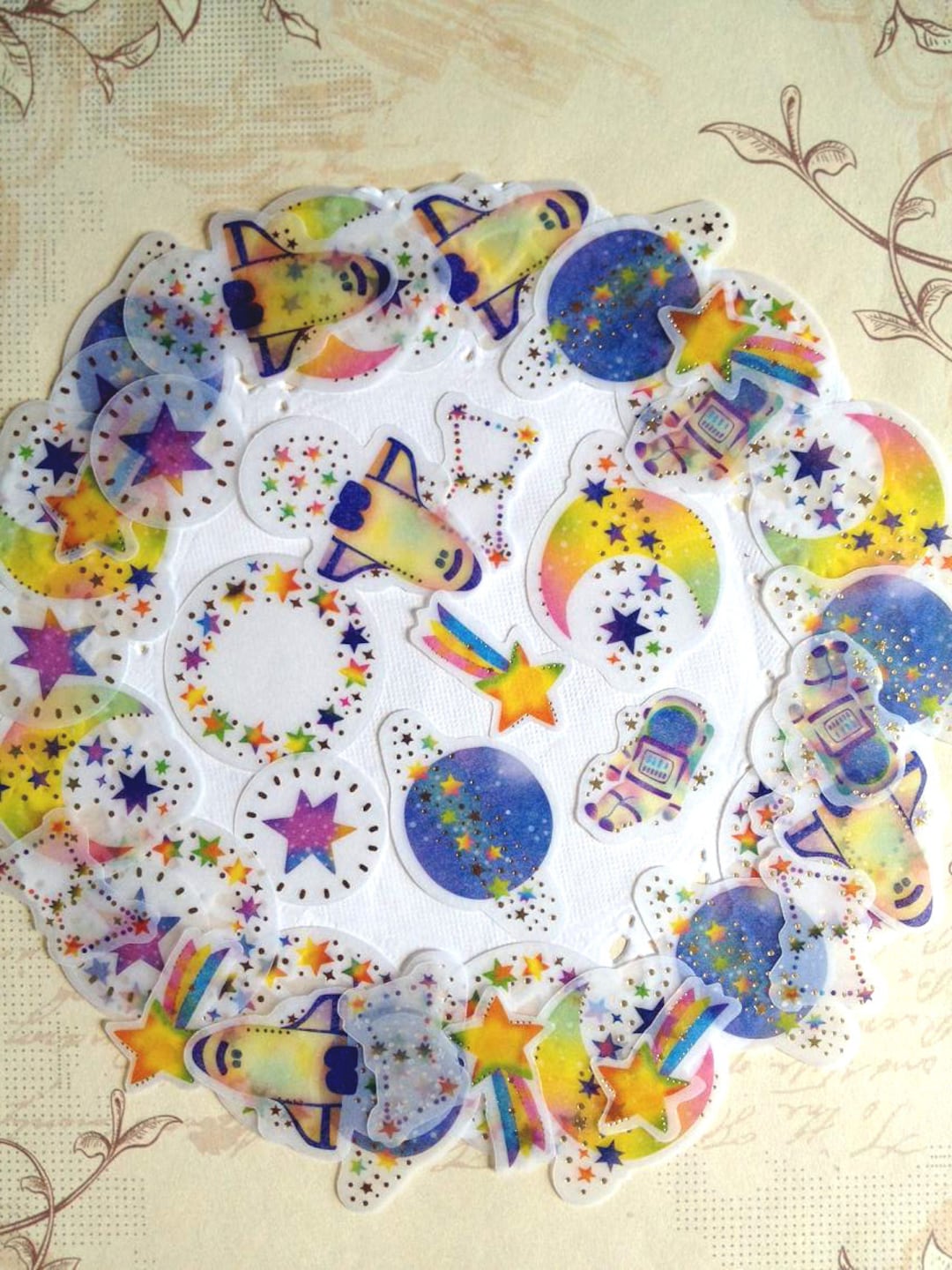 48 Planet Sticker Beautiful Stars Planets Label Astronaut Outer Space ...