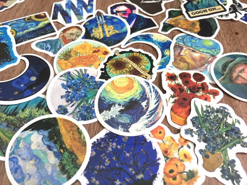 50 Van Gogh Painting Sticker Van Gogh Vincent Van Gogh Themed Paintings ...