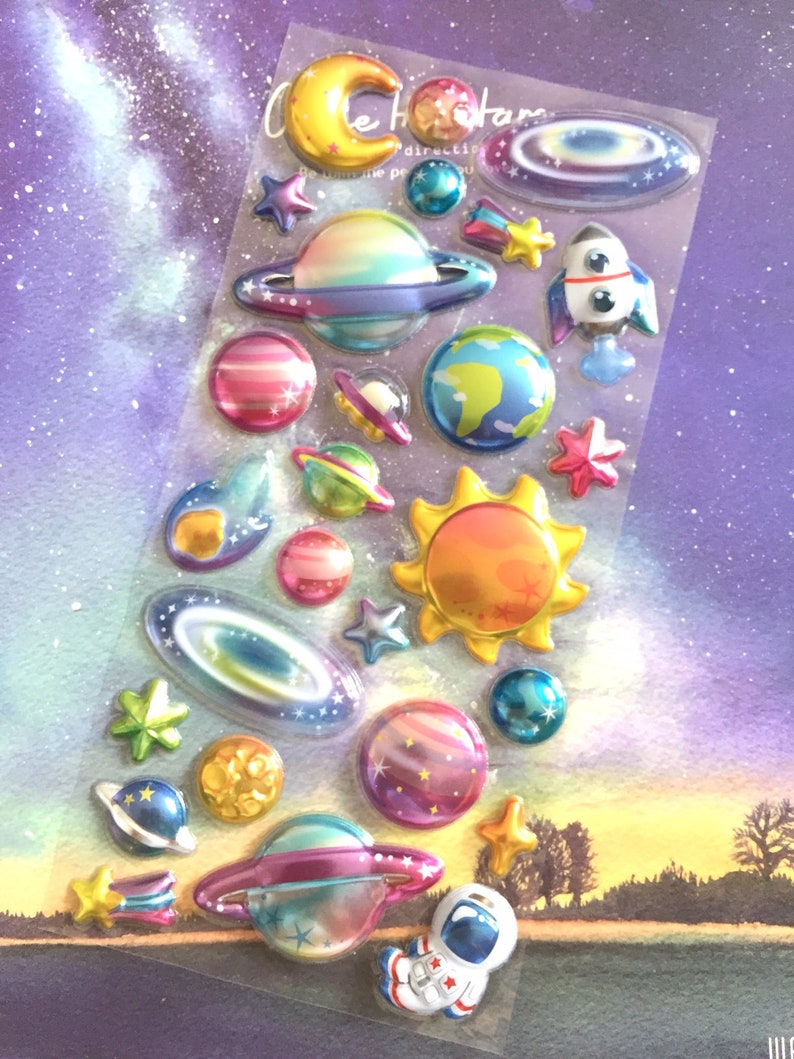 3D Outer Space Sticker Pop up Earth Sun Rocket Astronaut - Etsy
