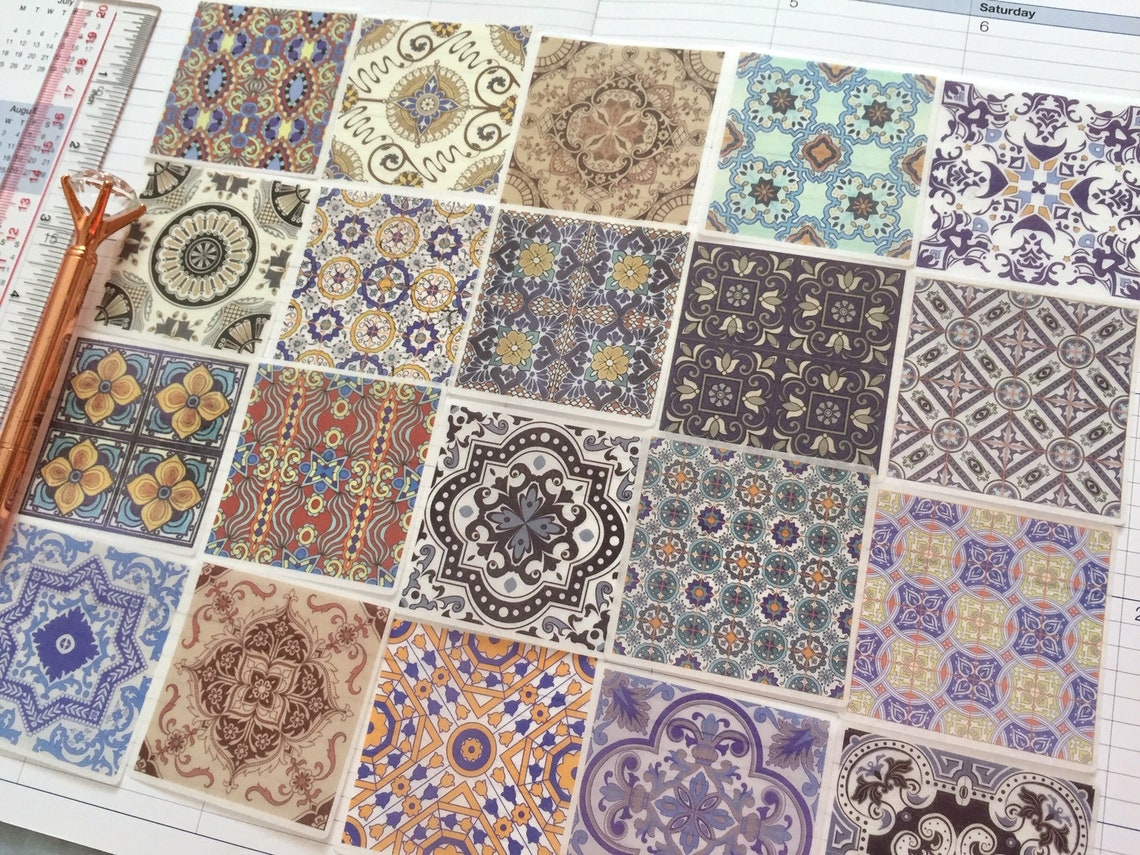 Mini Tile Stickers Tile Pattern Retro Boho Tile Vintage - Etsy