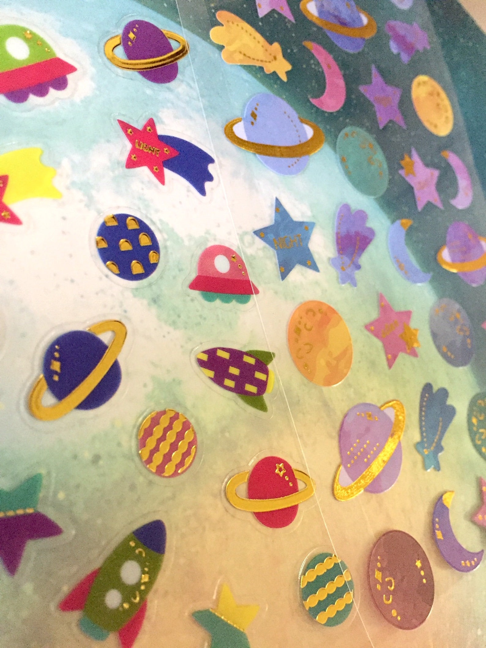 Spaceship Outer Space Sticker Mini Planets Shooting Star | Etsy