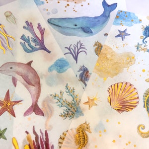 3 Sheets Underwater Theme Stickers Seahorse Blue Whale Dolphin Fish Sea ...