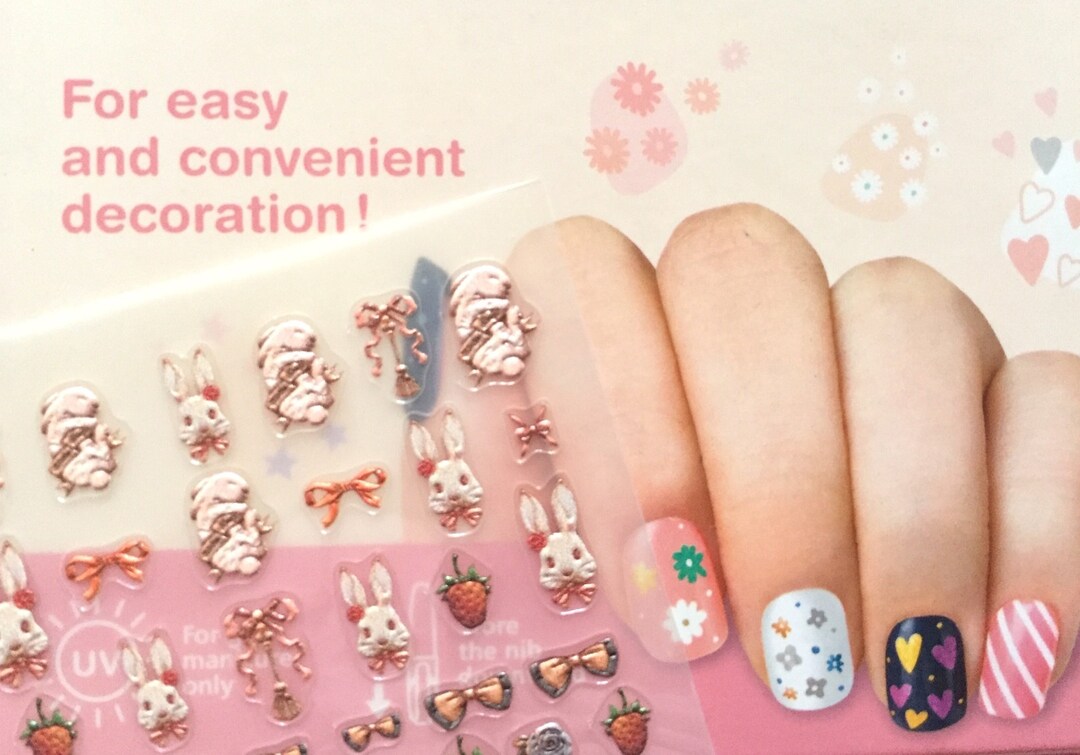Adorable Strawberry Rabbit Sticker 3D Rabbit Nail Art Sticker Super ...