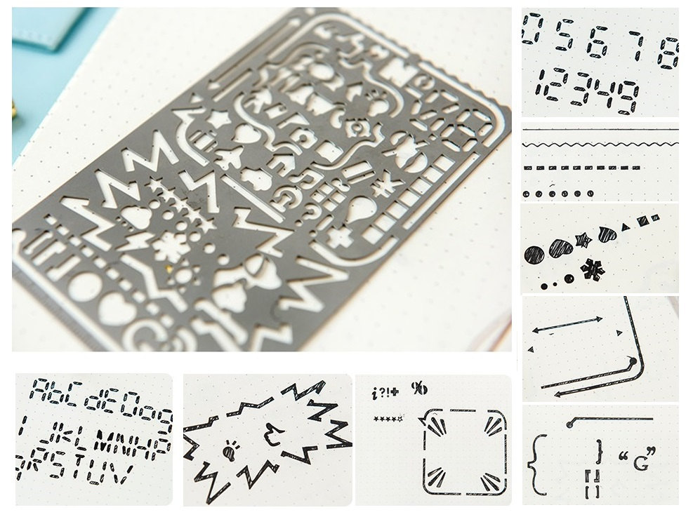 Planner Ruler Number Alphabet Art Shapes Stencil Ruler Daily Life ...