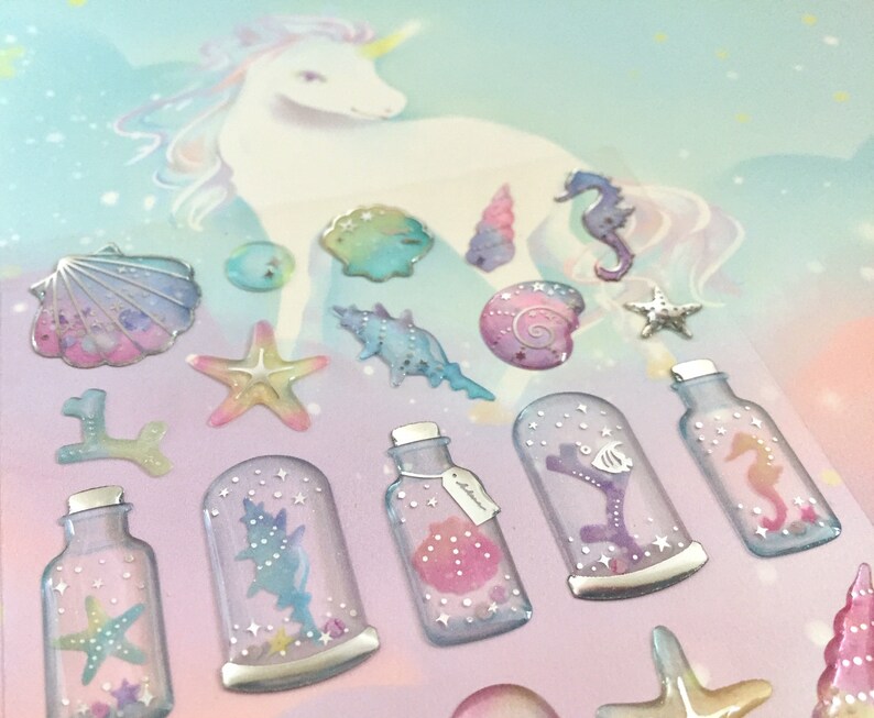 Pretty Seashell Sea Bottle Sticker Fancy Pearl Shell Ocean - Etsy