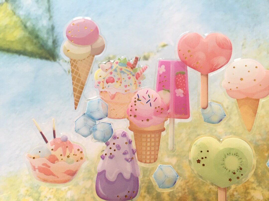 Colorful Ice Cream Summer Ice Pop Epoxy Sticker Rainbow Fruit Popsicle ...