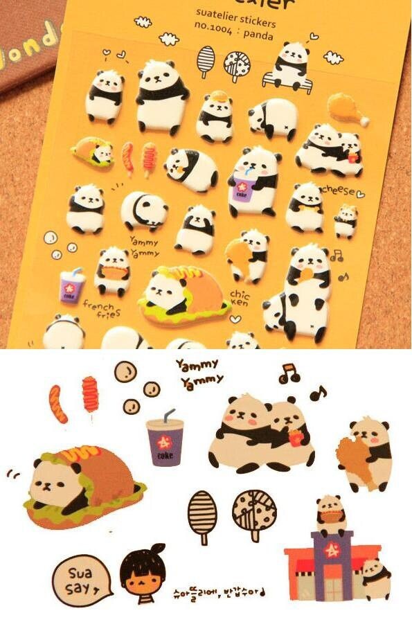 Panda Puffy Sticker Cute Animal Kawaii Pet Label Wildlife | Etsy