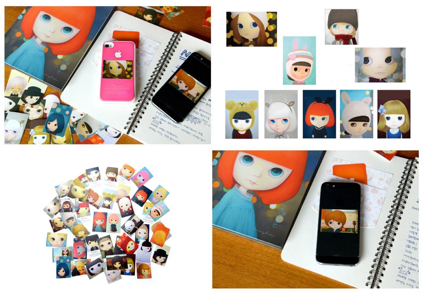 Cute Girl Sticker 43 Kawaii Dolly Sticker Lovely Cartoon Doll Big Eyes ...