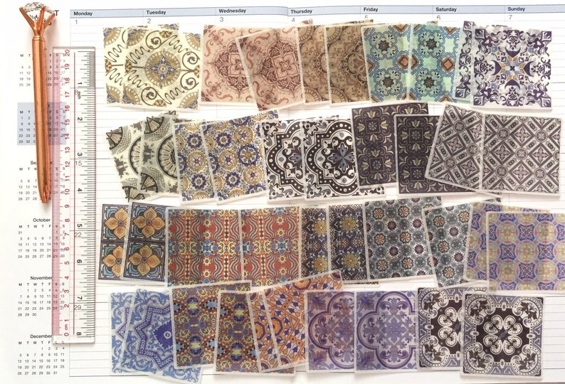 Mini Tile Stickers Tile Pattern Retro Boho Tile Vintage - Etsy
