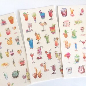 Set of 6 Cocktail Drink Sticker Iced Drink Summer Drink Party Drink ...