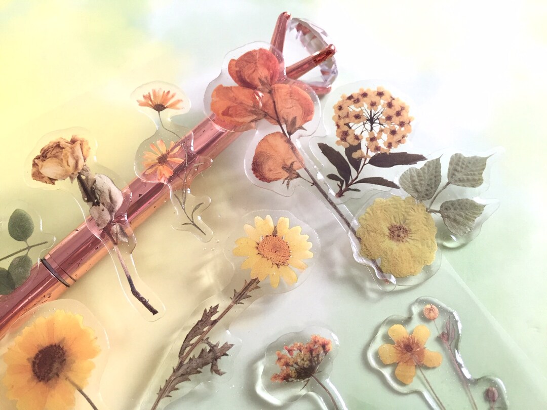 Sunflower Epoxy Sticker Mini Yellow Flower Dried Flower Wild Flower DIY ...