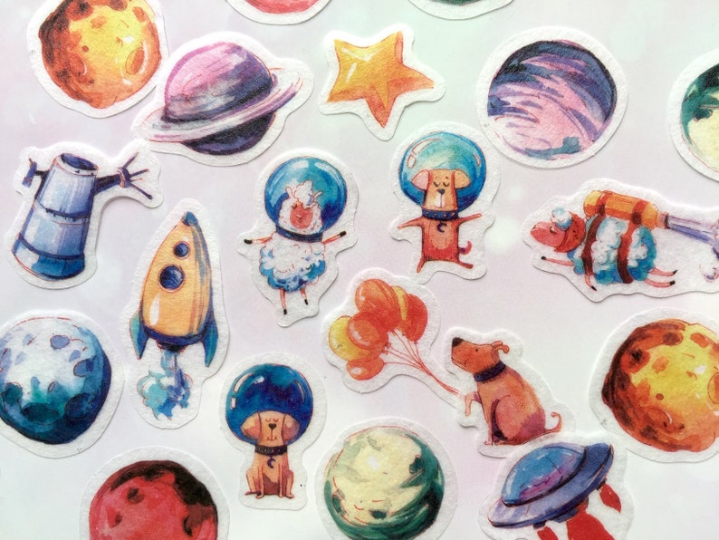 32 Fancy Outer Space Theme Stickers Animal Astronauts - Etsy