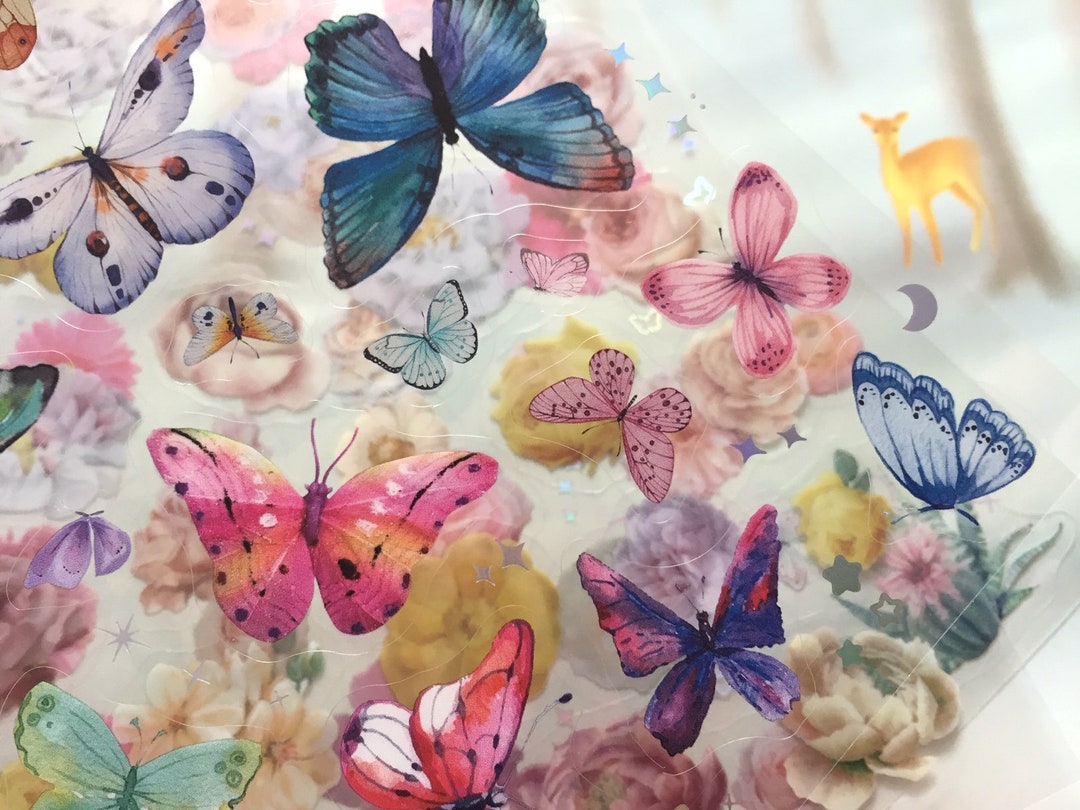 130 Fancy Butterfly Flower Stickers Wild Butterfly Dancing Butterfly ...