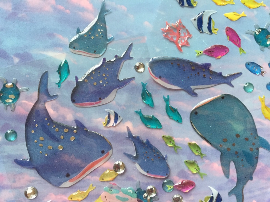 Little Blue Fish Sticker Cute Transparent Fish Epoxy Sticker Tropical ...