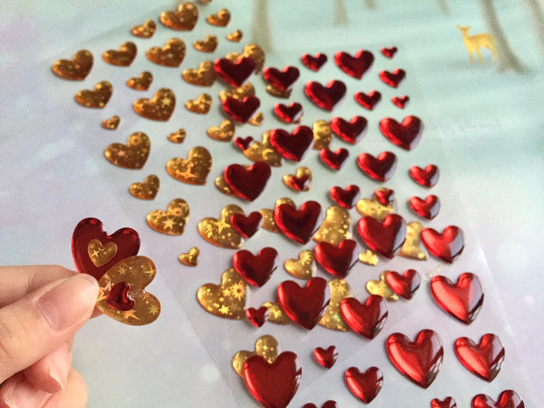 Red Heart Gold Heart Sticker Heart Shape Label Heart Icon I Love You ...