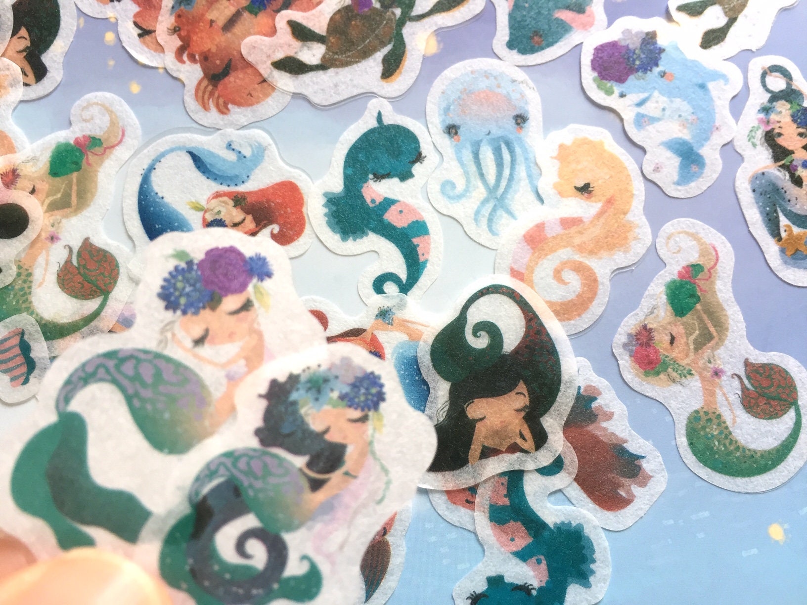 32 Ocean Theme Mermaid Stickers Cartoon Sea Creatures Cute - Etsy