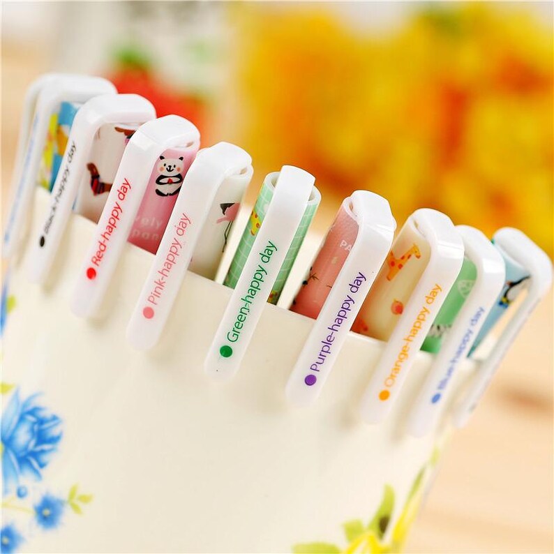 10 Pens Cute Pen Set With Box Kawaii Animal Panda Sea Sel - Etsy