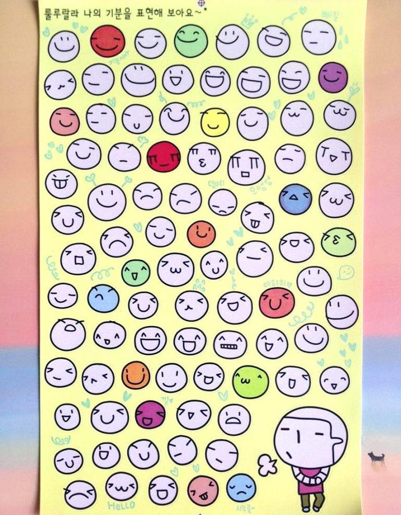 Mood Journal Mini Mood Chart Sticker Smile Face Funny Face - Etsy