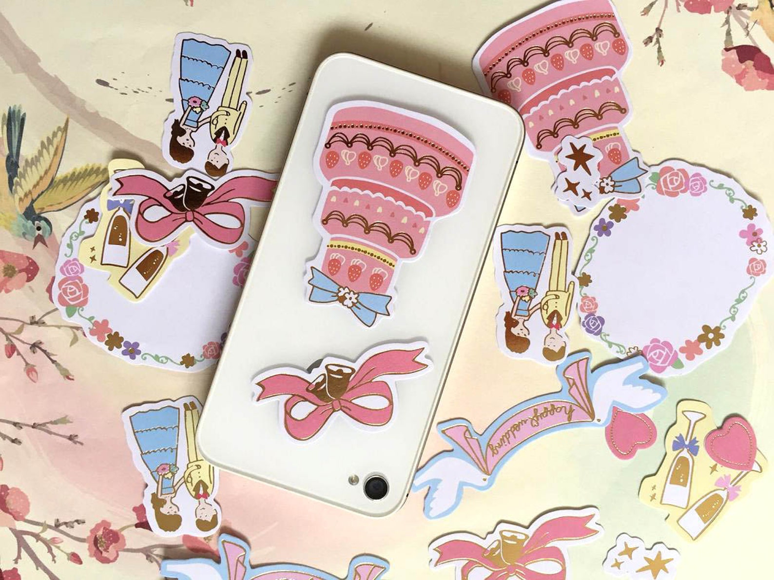 Wedding Cake Dove Banner Sticker Wedding Theme Sticker Happy | Etsy