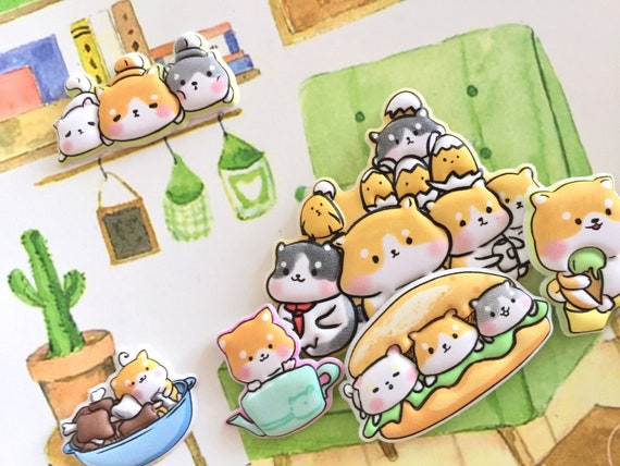 Japanese Cartoon Dog Puffy Sticker Super Cute Pet Dog Family - Etsy