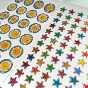 Sun Star Sticker Glitter Star Shimmer Star Shinny Sun Hologram Star ...