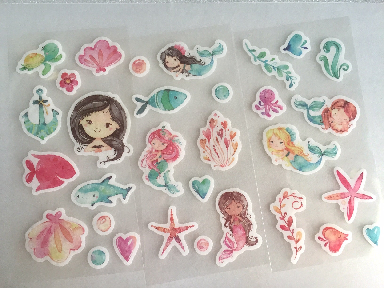 Set of 6 Little Mermaid Sticker Cute Mermaid Cartoon | Etsy