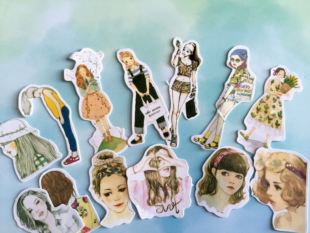 30 Cute Girl Sticker Teen Girl Sweet Girl Lovely Girl Pretty Girl Flake ...