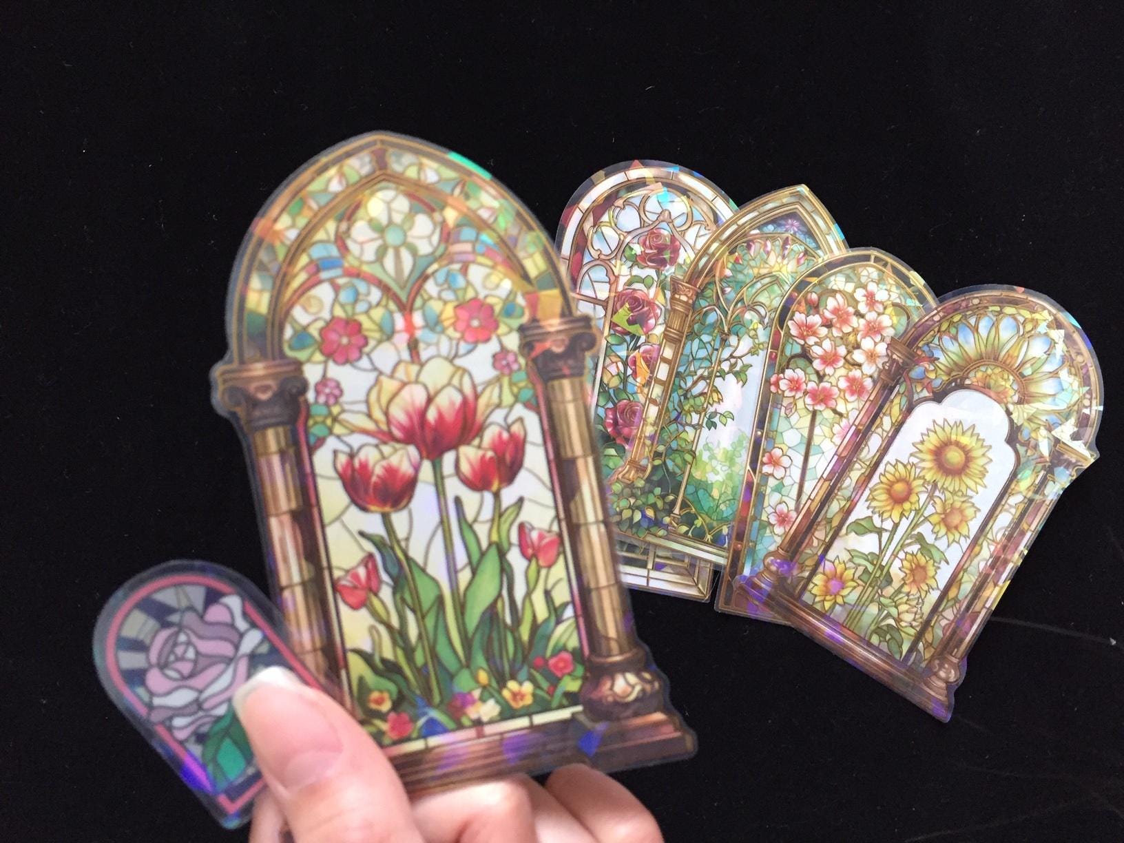 50 Stained Glass Windows Stickers Church Window Art Retro Hand Painted ...
