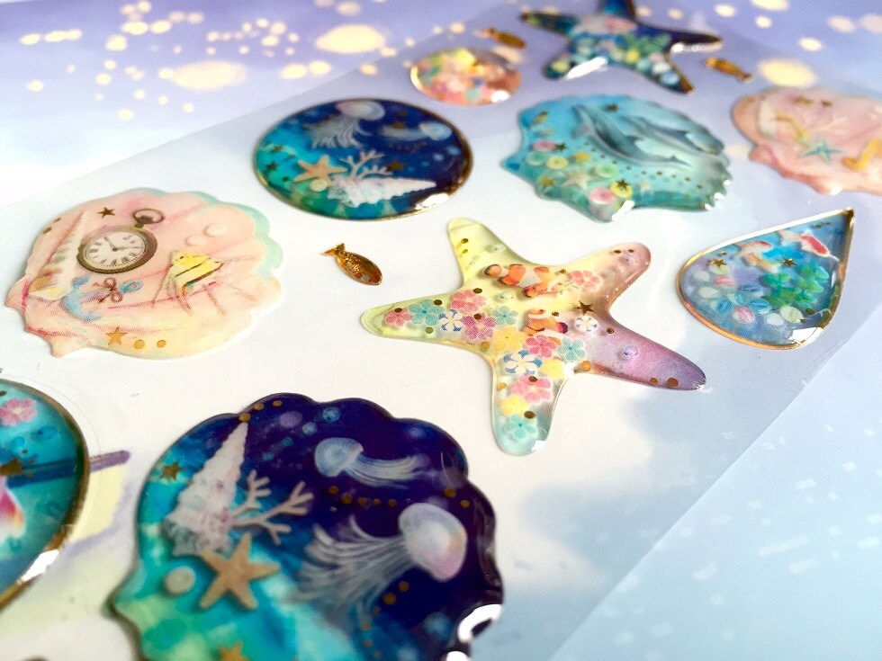 Beautiful Sea World Sticker Sea Shell Jellyfish Dolphin | Etsy Canada