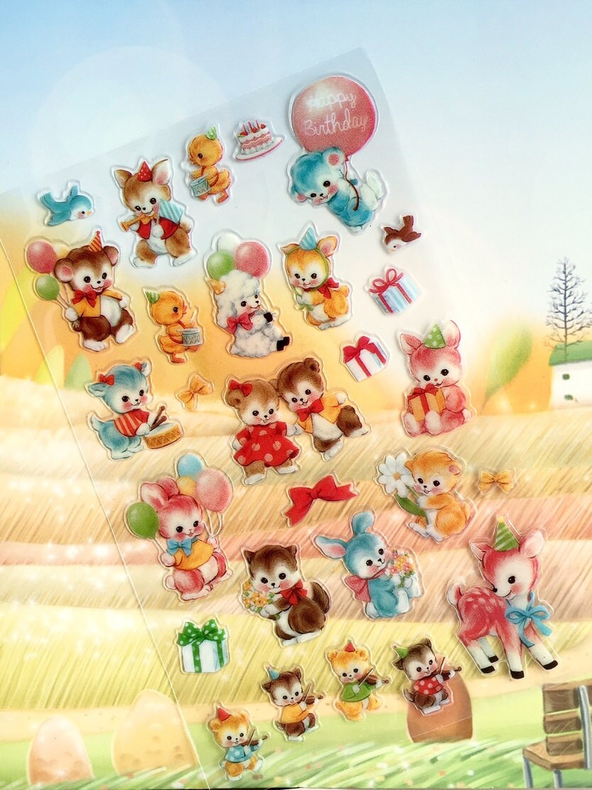 Retro animal adorable pet sticker lovely rabbit teddy bear | Etsy