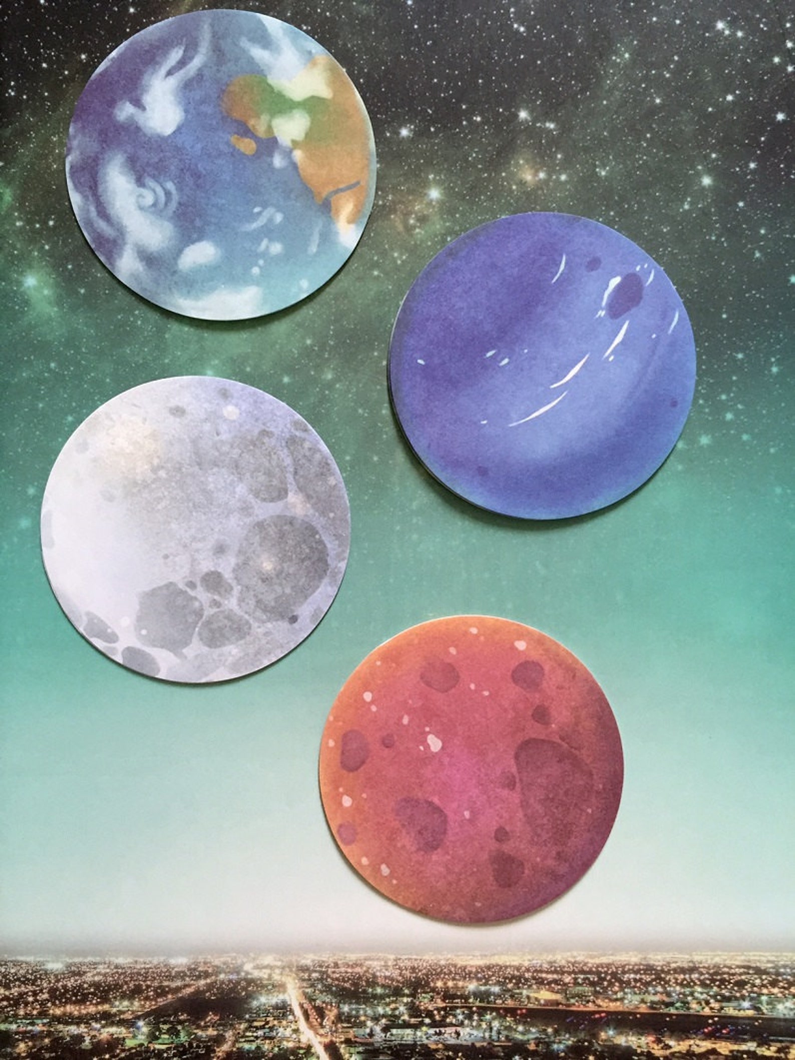Planet Sticky Note Outer Space Planet Moon Sedna Neptune Earth | Etsy