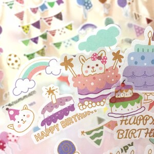 120 Birthday Themed Stickers Happy Birthday Banner Slogan Birthday Cake ...