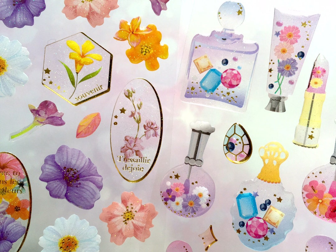 Bouquet Art Floral Flower Bottle Sticker Crystal Perfume - Etsy