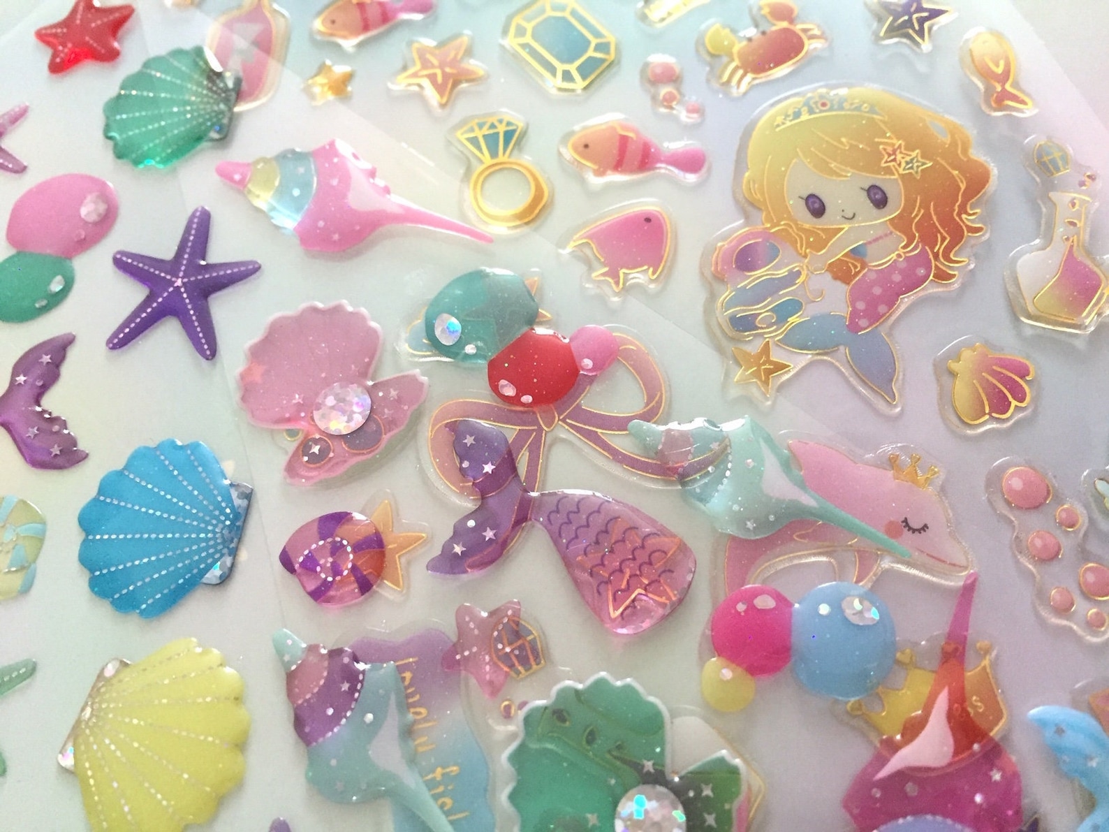 Mermaid Princess Sea Shell Sticker Colorful Sea Treasures Jewelry ...