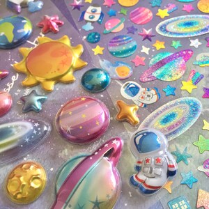3D Outer Space Sticker Pop up Earth Sun Rocket Astronaut Colorful ...