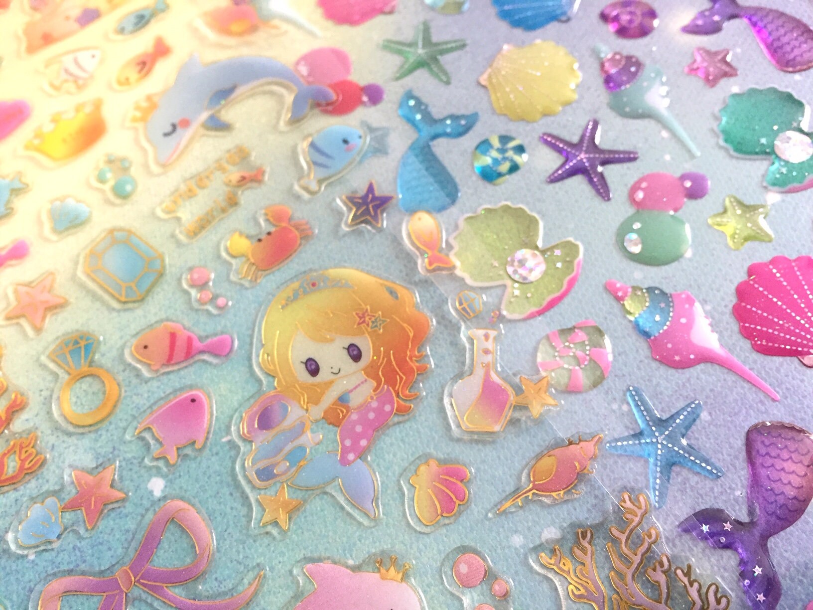 Mermaid Princess Sea Shell Sticker Colorful Sea Treasures - Etsy