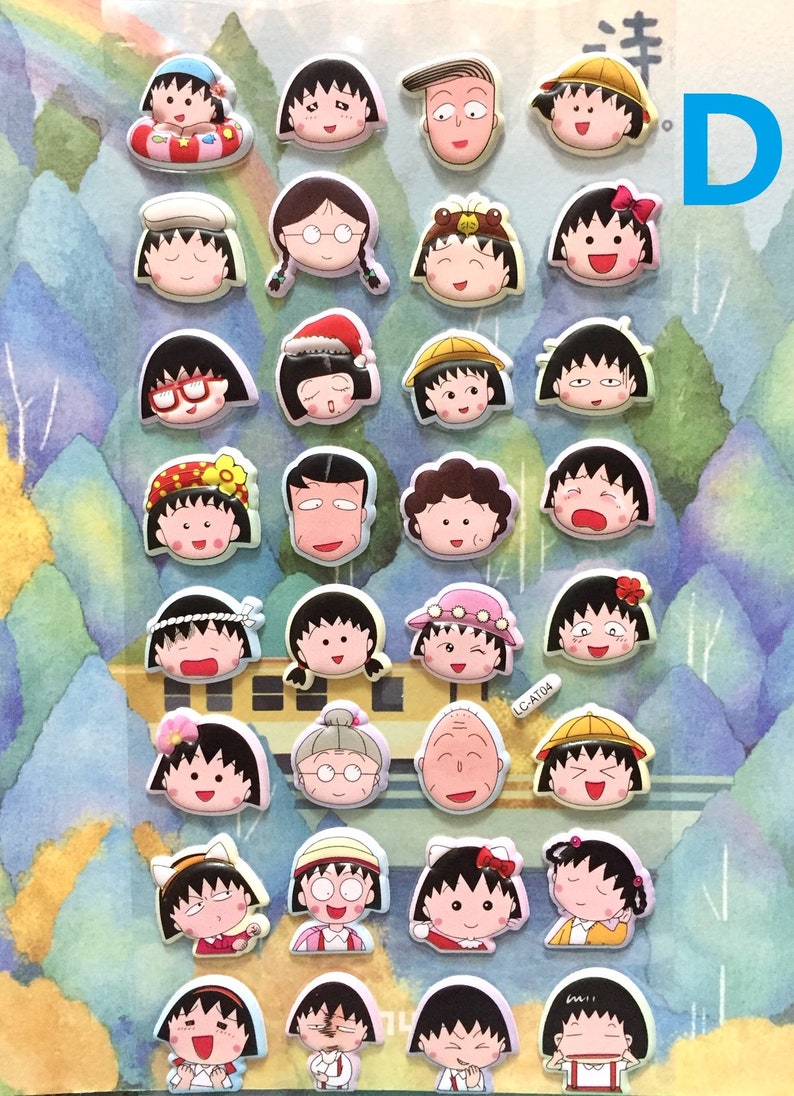 Chibi Maruko Chan Sticker Cute Girl Maruko Funny Family Sakura - Etsy